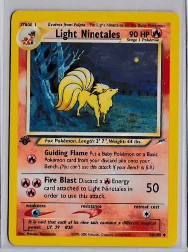 Light Ninetales 1st Edition (brugt) - Brugte kort - Pokemonshop
